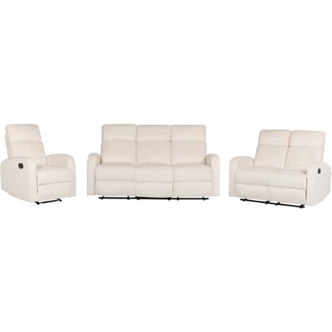 Conjunto de sala de estar reclinable manual sofás de terciopelo blanco ...