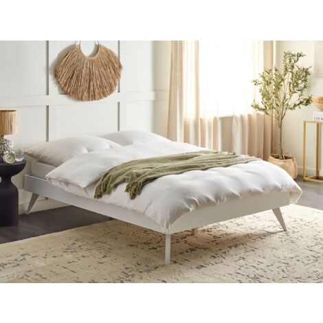 Cama de MDF con somier de listones moderno blanco 140 x 200 cm Berric