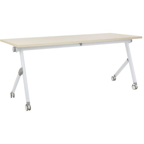 Escritorio rectangular moderno plegable con ruedas mesa móvil portátil estructura metálica 180 x ...
