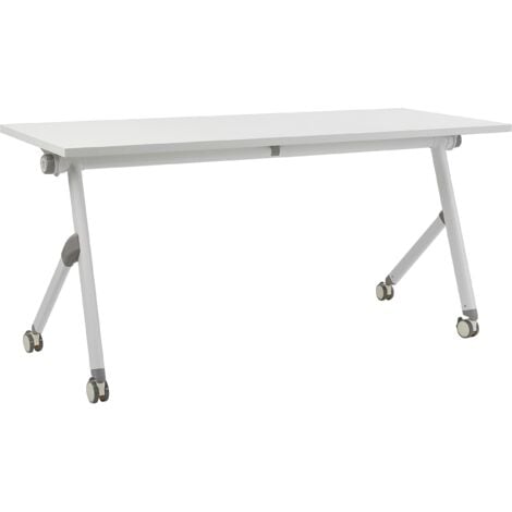 Escritorio rectangular moderno plegable con ruedas mesa móvil portátil estructura metálica 160 x ...