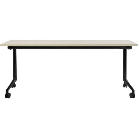 Escritorio rectangular moderno plegable con ruedas mesa móvil portátil estructura metálica 180 x ...