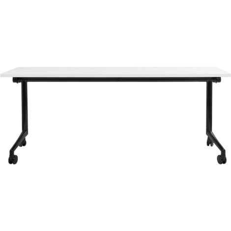 Escritorio rectangular moderno plegable con ruedas mesa móvil portátil estructura metálica 180 x ...