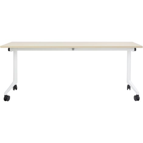 Escritorio rectangular moderno plegable con ruedas mesa móvil portátil estructura metálica 180 x ...