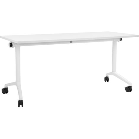 Escritorio rectangular moderno plegable con ruedas mesa móvil portátil estructura metálica 160 x ...