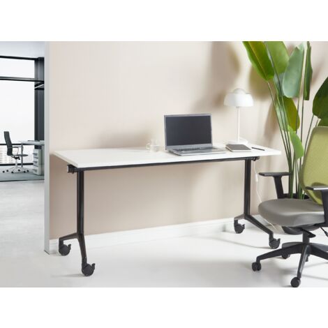 Escritorio rectangular moderno plegable con ruedas mesa móvil portátil estructura metálica 160 x ...