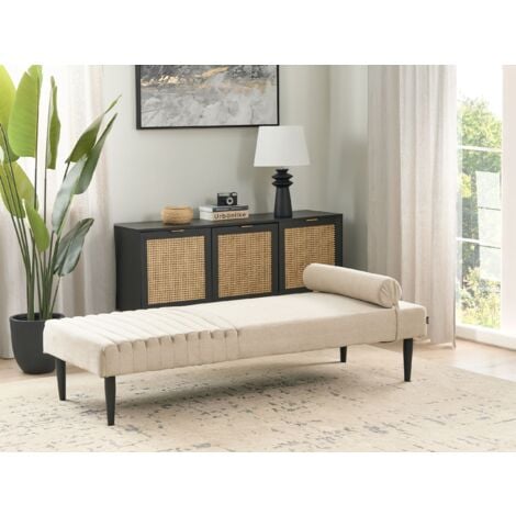 Chaise longue moderno minimalista diván individual tela beige Mauriac