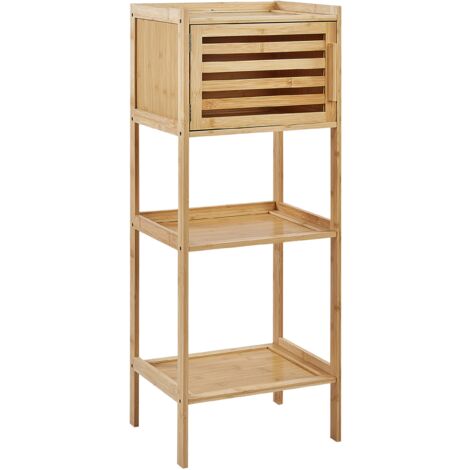 Estantería de baño baja minimalista con puerta de bambú madera clara ...