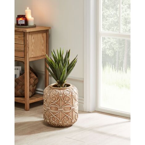 Maceta de magnesio boho macetero interior exterior marrón claro Palamas