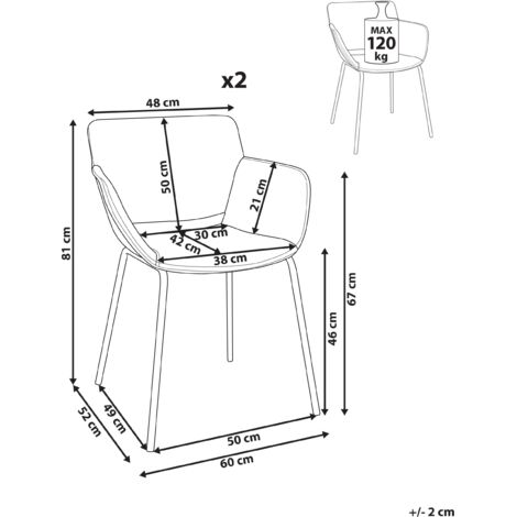 Conjunto de 2 sillas de comedor elegantes tapicería de poliéster patas ...