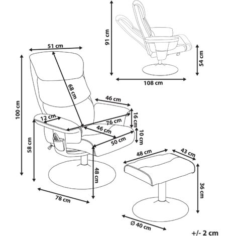 Sillón de masaje moderno con calefacción reclinable con reposapiés de ...