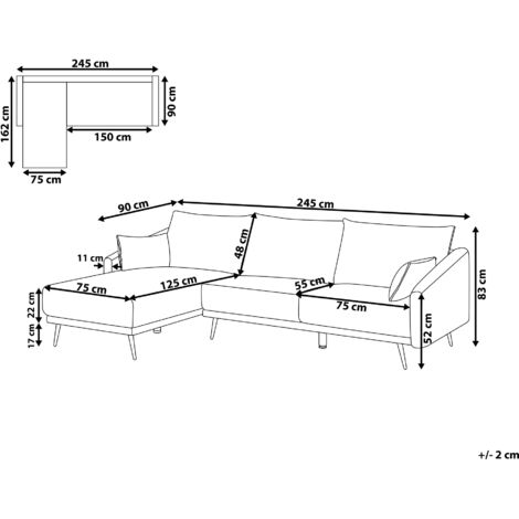 Sofá esquinero de tela de 3 plazas con chaise longue versión derecha ...
