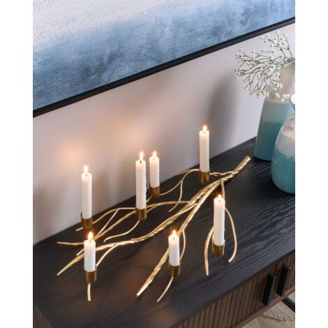 Candelero para 7 velas decoración minimalista rama de árbol dorado ...