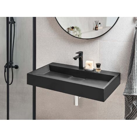 Lavabo suspendido de pared clásico rectangular fundición mineral ...