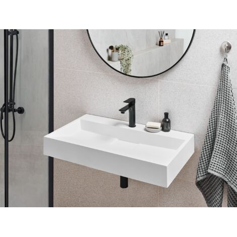 Lavabo suspendido de pared clásico rectangular fundición mineral ...