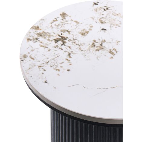 Mesa auxiliar con base de MDF y tablero de mármol blanco cerámico ...