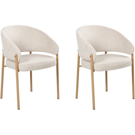 Conjunto de 2 sillas de comedor con tapizado de tela curvado patas de ...