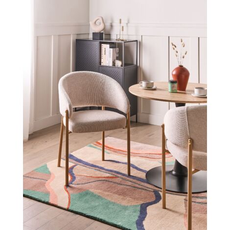 Conjunto de 2 sillas de comedor con tapizado de tela curvado patas de ...