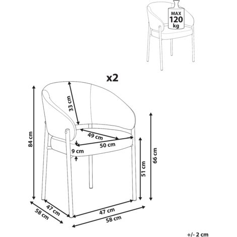 Conjunto de 2 sillas de comedor con tapizado de tela curvado patas de ...