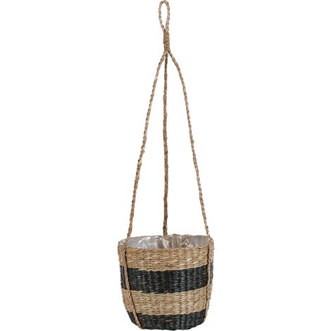 Maceta de algas marinas natural negro 64 cm macetero colgante boho Ruffe