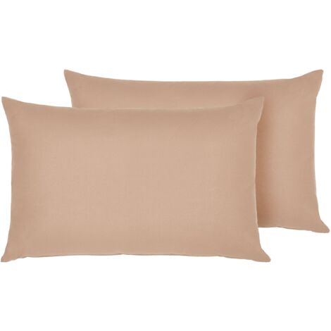 Conjunto de 2 cojines de poliéster beige arena 50 x 70 cm cremallera ...