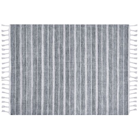 Alfombra gris claro blanco 140 x 200 cm plástico reciclado patrón a ...