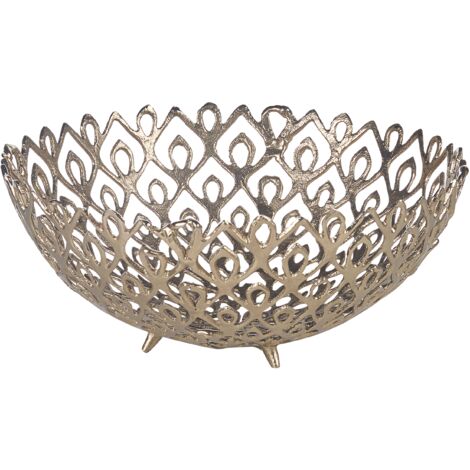 Conjunto de 2 cuencos de metal dorado diseño calado decorativo Grogol