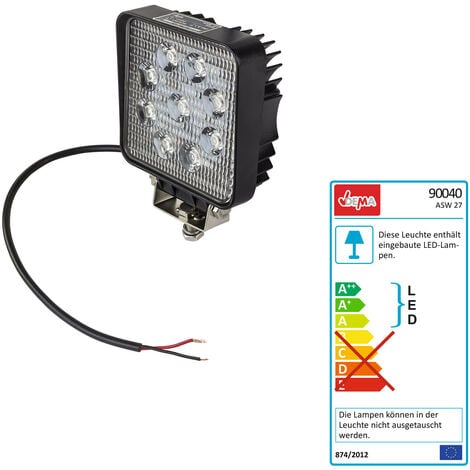 12 Volt LED - Arbeitsscheinwerfer 9x3W