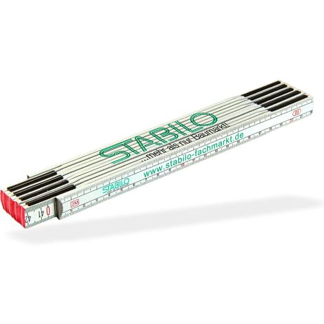 Meterstab Zollstock Metermaß 2 m 200 cm Stabilo Logo weiß grün