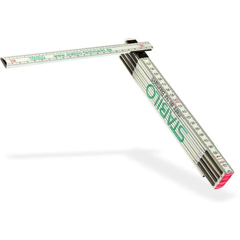 Meterstab Zollstock Metermaß 2 m 200 cm Stabilo Logo weiß grün