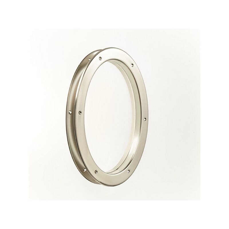 Hublot de porte métal ovale nickelé mat 28x38cm