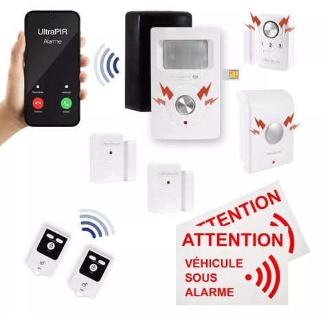 Kit alarme GSM autonome camion CONFORT 1 UltraPIR 4G + 3 détecteurs ouverture + sirène + 2 ...