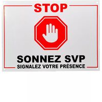 Panneau extérieur 'STOP - SONNEZ SVP - Signalez votre présence ...