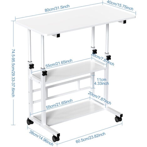 Hofuton Bureau d'ordinateur Portable Roulant Table Informatique Poste ...