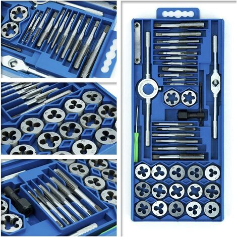 Hofuton Kit de Taraud et Filière, M3-M12 Taraud et Filières Matrice Métrique en Acier avec Clé à ...