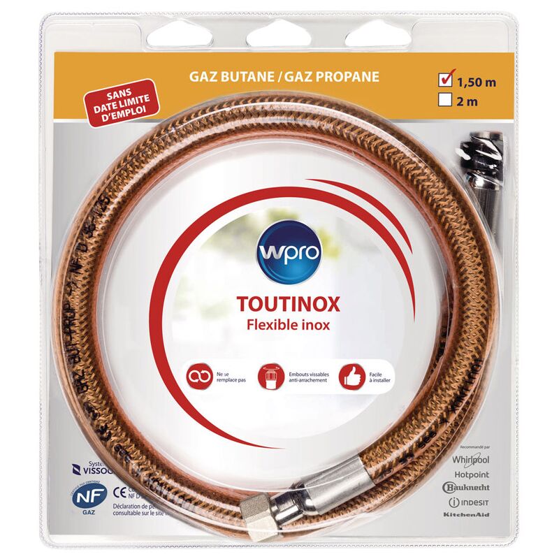 Tuyau de gaz TBE150 (flexible inox gaine PVC 1,5m)