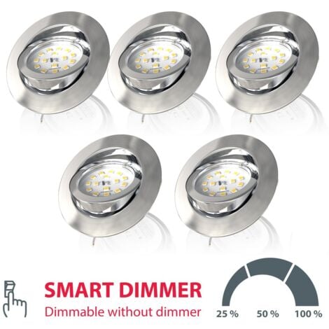 B.K.Licht lot de 5 spots LED encastrables orientables dimmables, platines LED 5.5W intégrées ...