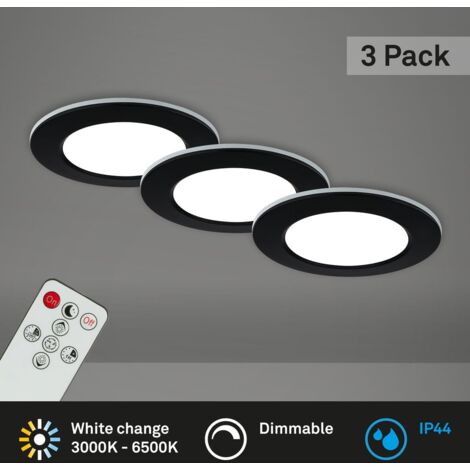 Lampes LED encastrées salle de bain 3x5W dimmable télécommande IP44 ...