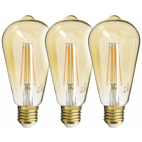 Xanlite - Lot de 3 Ampoules Déco Filament LED ST64, culot E27, 806 Lumens, équivalence 60W, 1800 ...