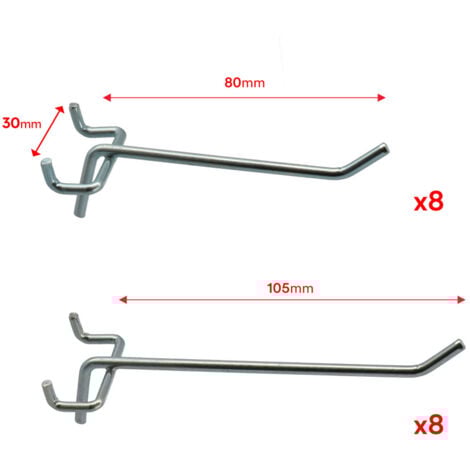 Lot de 16 crochets - Pour panneau mural rangement outils - Pour ref ...