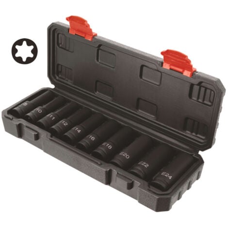 Coffret de 10 douilles à chocs torx femelle 1/2