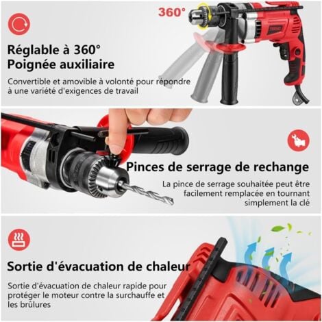 TEENO Perceuse à Percussion Filaire 910W ,Perceuse à Percussion filaire ...