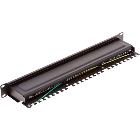 RackMatic - Patch panel rack 24 RJ45 Cat.6A FTP 1U nero con pettine per ...