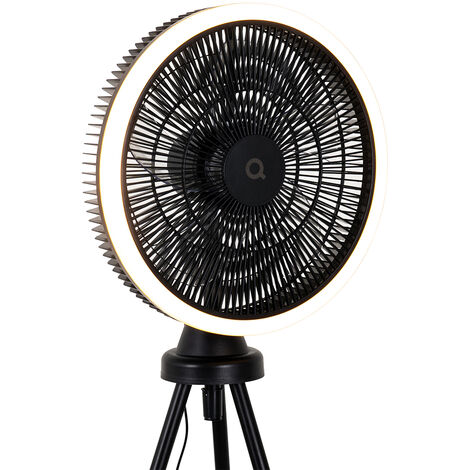 Standventilator Stativ schwarz inkl. LED 3-stufig dimmbar - Meric