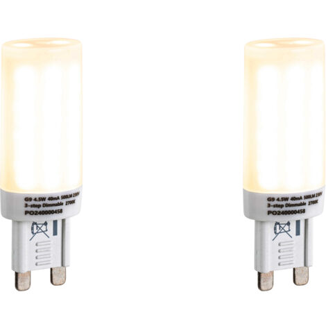 2er Set G9 3-Stufen dimmbarer LED-Lampen Opal 4,5W 500lm 2700K