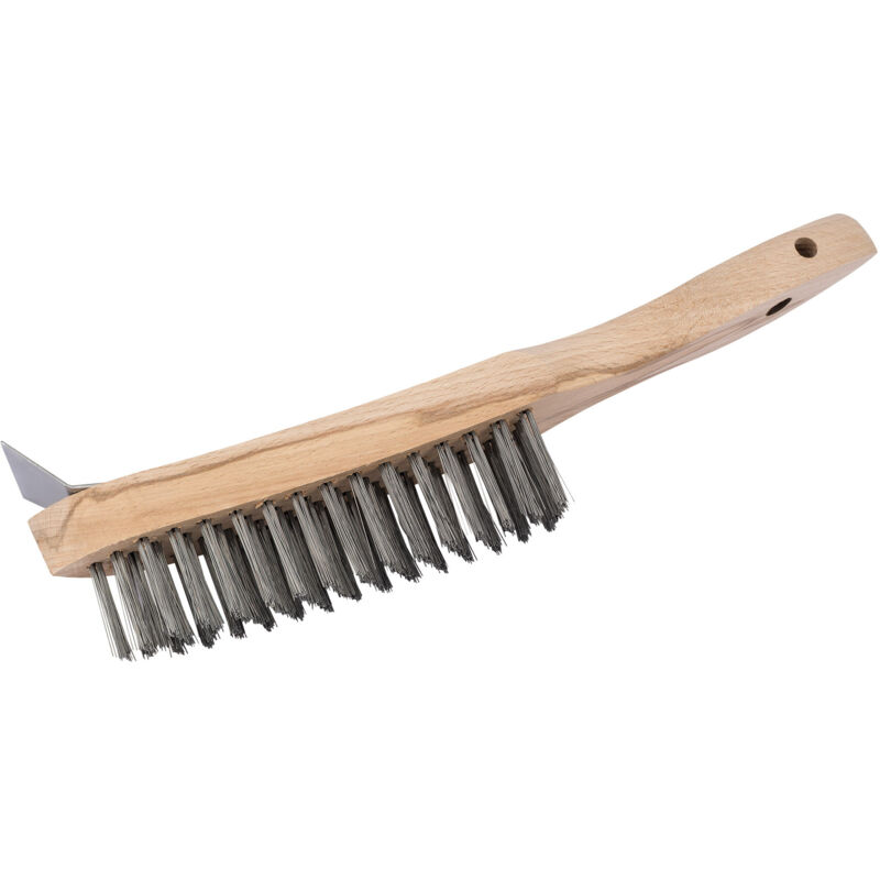 Draper Heavy Duty 4 Row Wire Scratch Brush with Scraper (310mm) (36176)