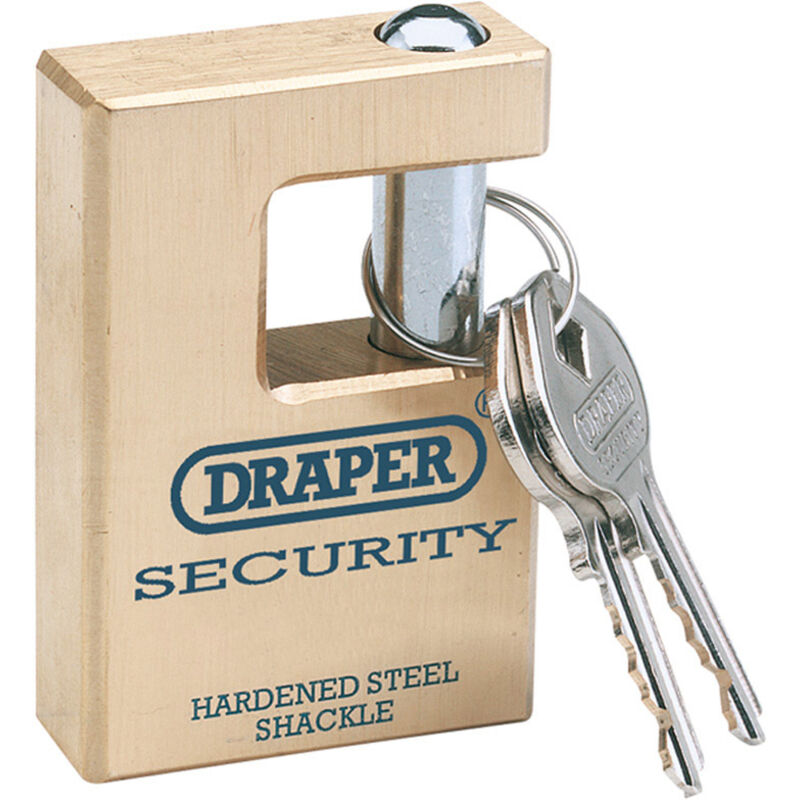 Draper Expert 63mm Quality Close Shackle Solid Brass Padlock and 2 Keys ...