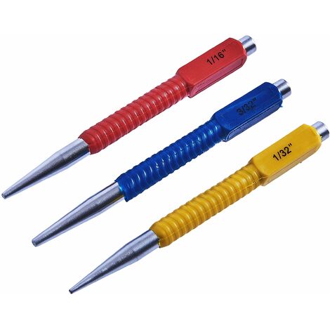 3pc Colour Coded Nail Punch Set - H0815