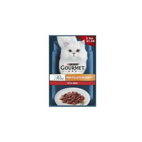Gourmet Perle Beef Mini Fillets In Gravy Wet Cat Food 2 for - 85g - 813578