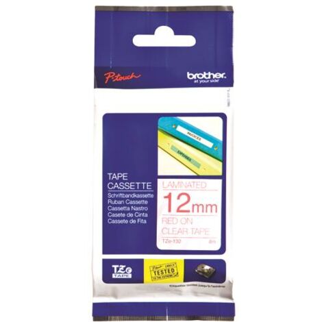 BROTHER 12MM RED/CLEAR TAPE TZE132 - BA68484