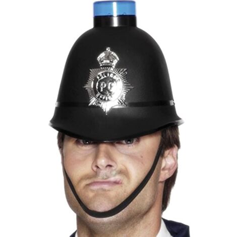 Police Helmet with Flashing Siren Light - Black - 23280